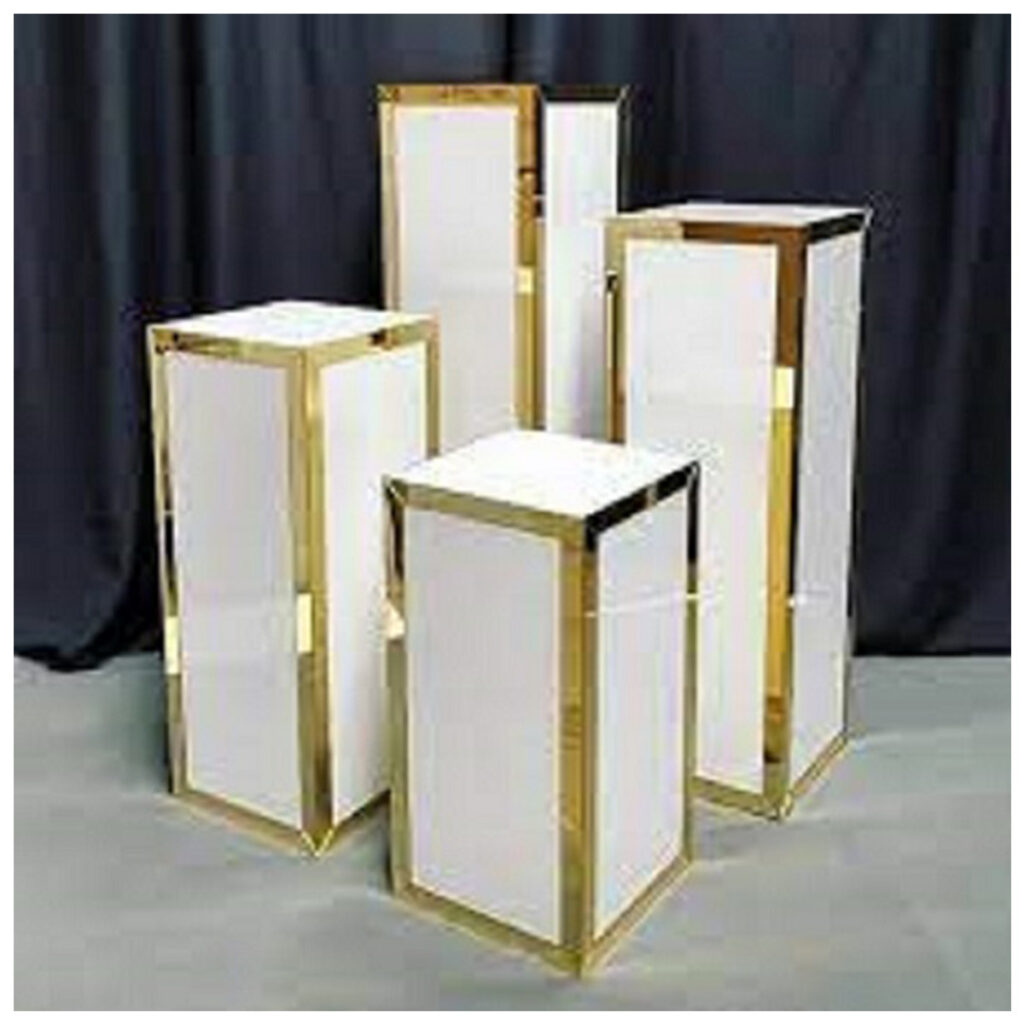 5 SET OF GOLD FLOWER STAND - Omny Concepts Rentals.